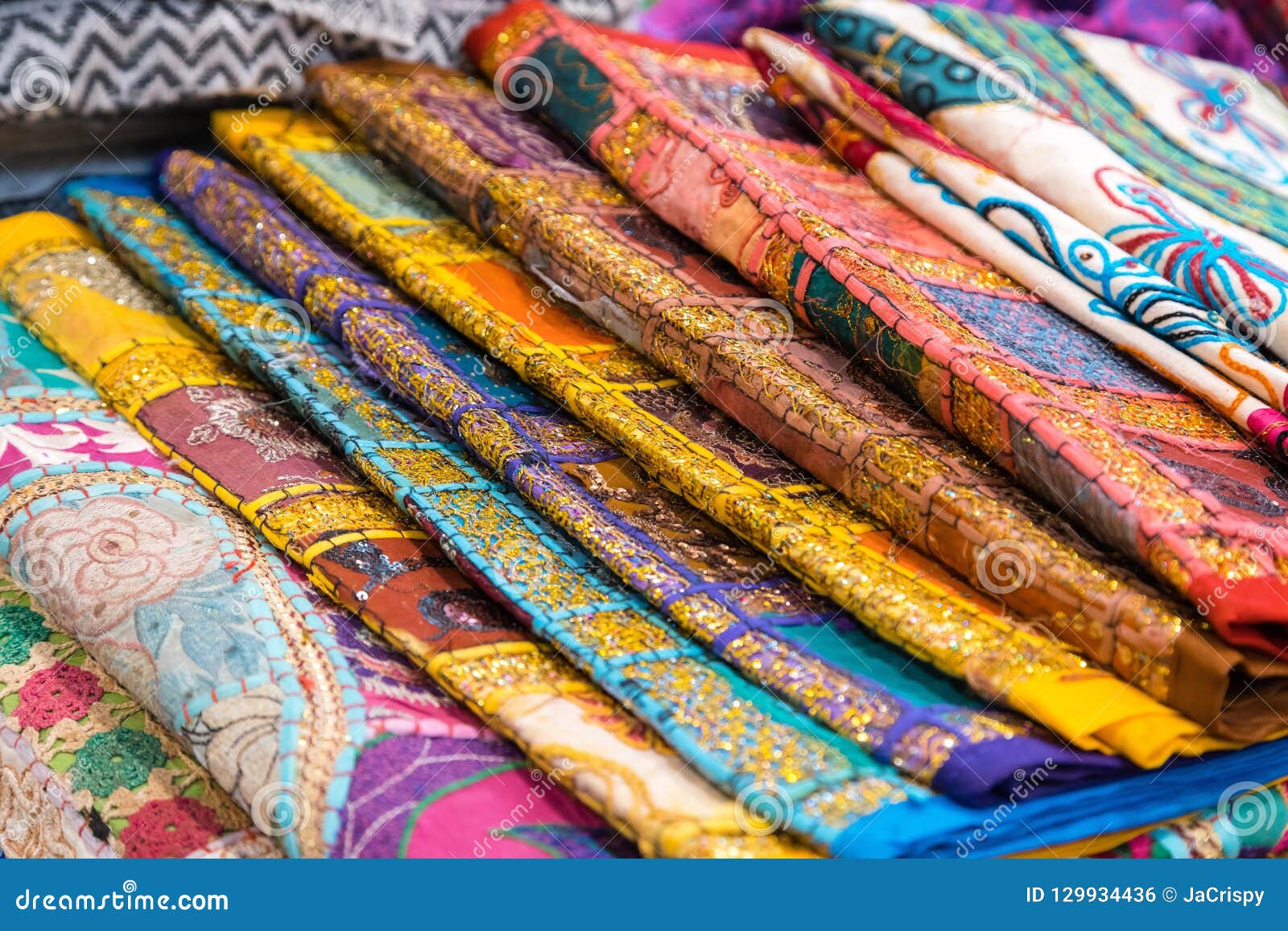 Fabric and Textiles Samples in a Factory Shop or Store. Different ...