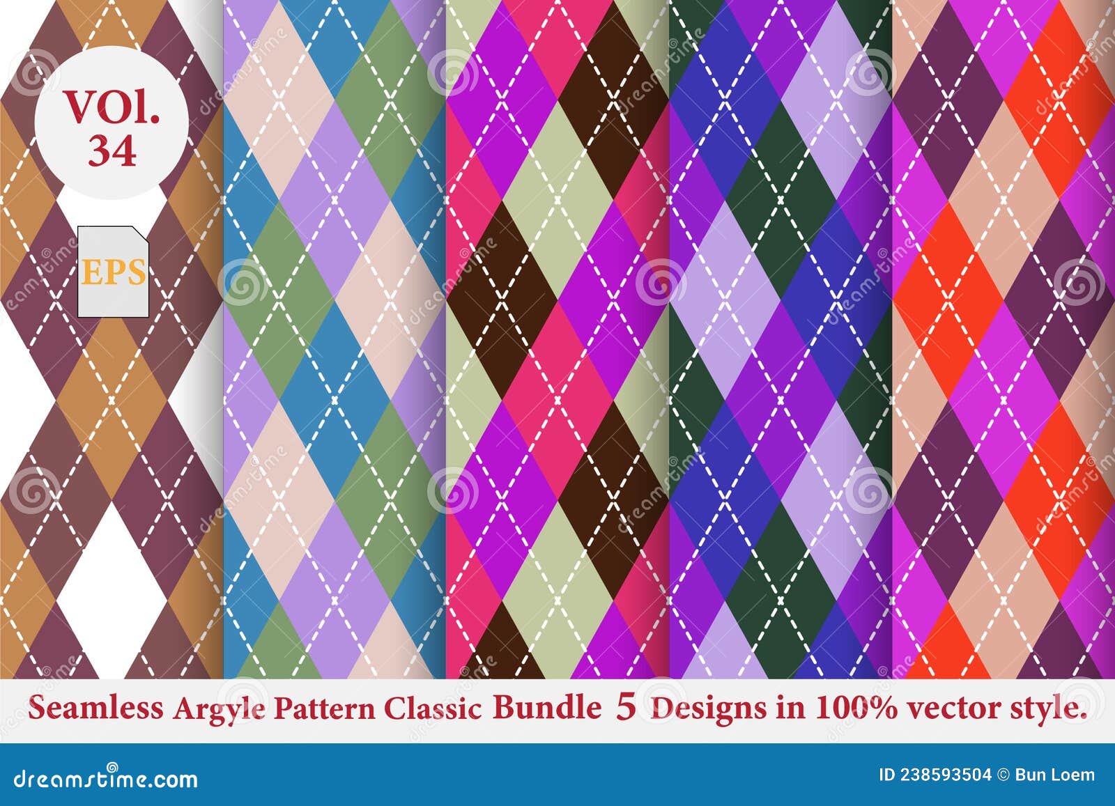 Argyle Classic Pattern Vector Bundle 5 Designs,Fabric Texture ...
