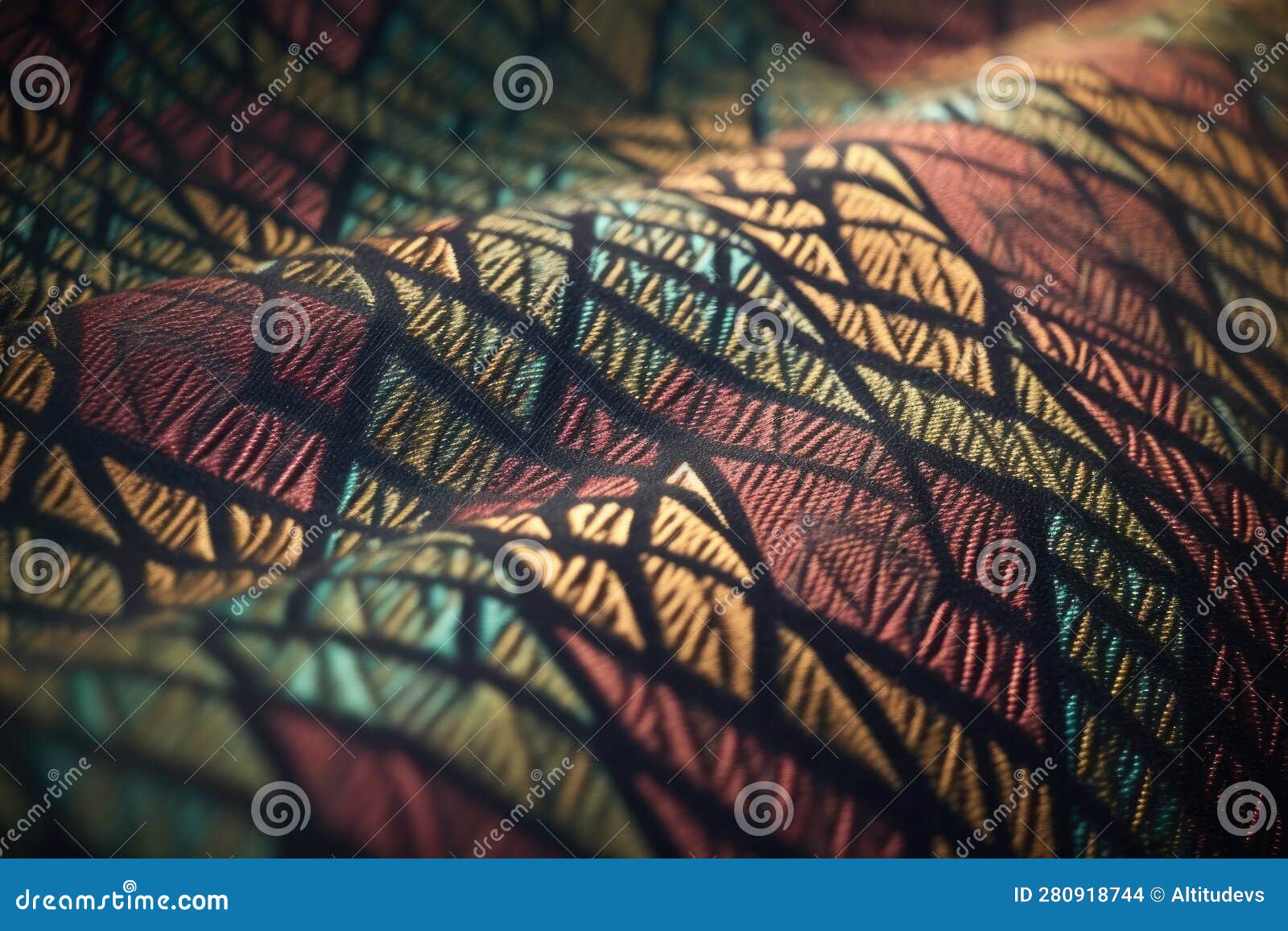 Fabric Texture, Close-up Shot of Intricate Geometric Patterns Stock ...