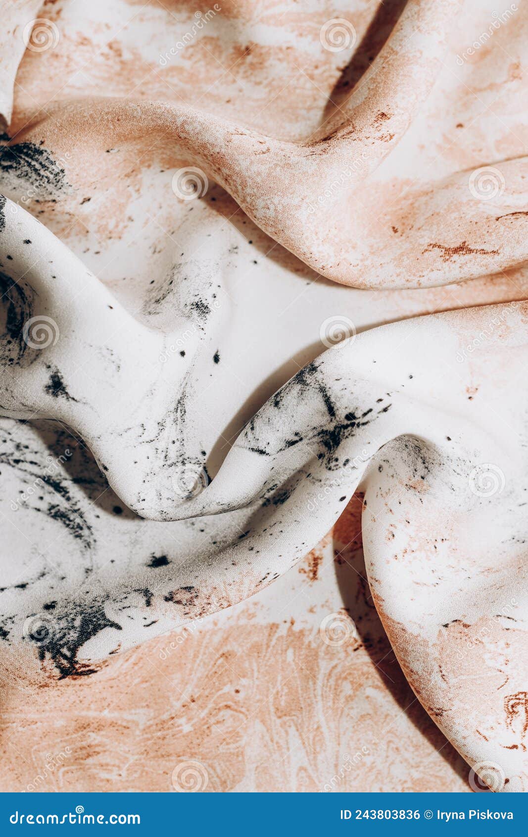 Fabric Texture Salmon with White Natural Silk Marble Print, Tie-dye ...