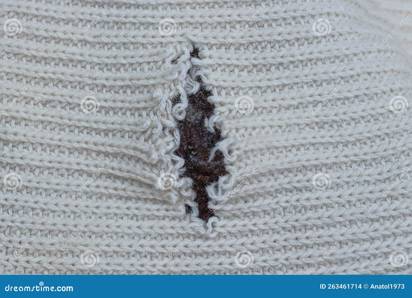 Fabric Texture of Torn Wppl Knited Clothes with a Hole Stock Photo ...