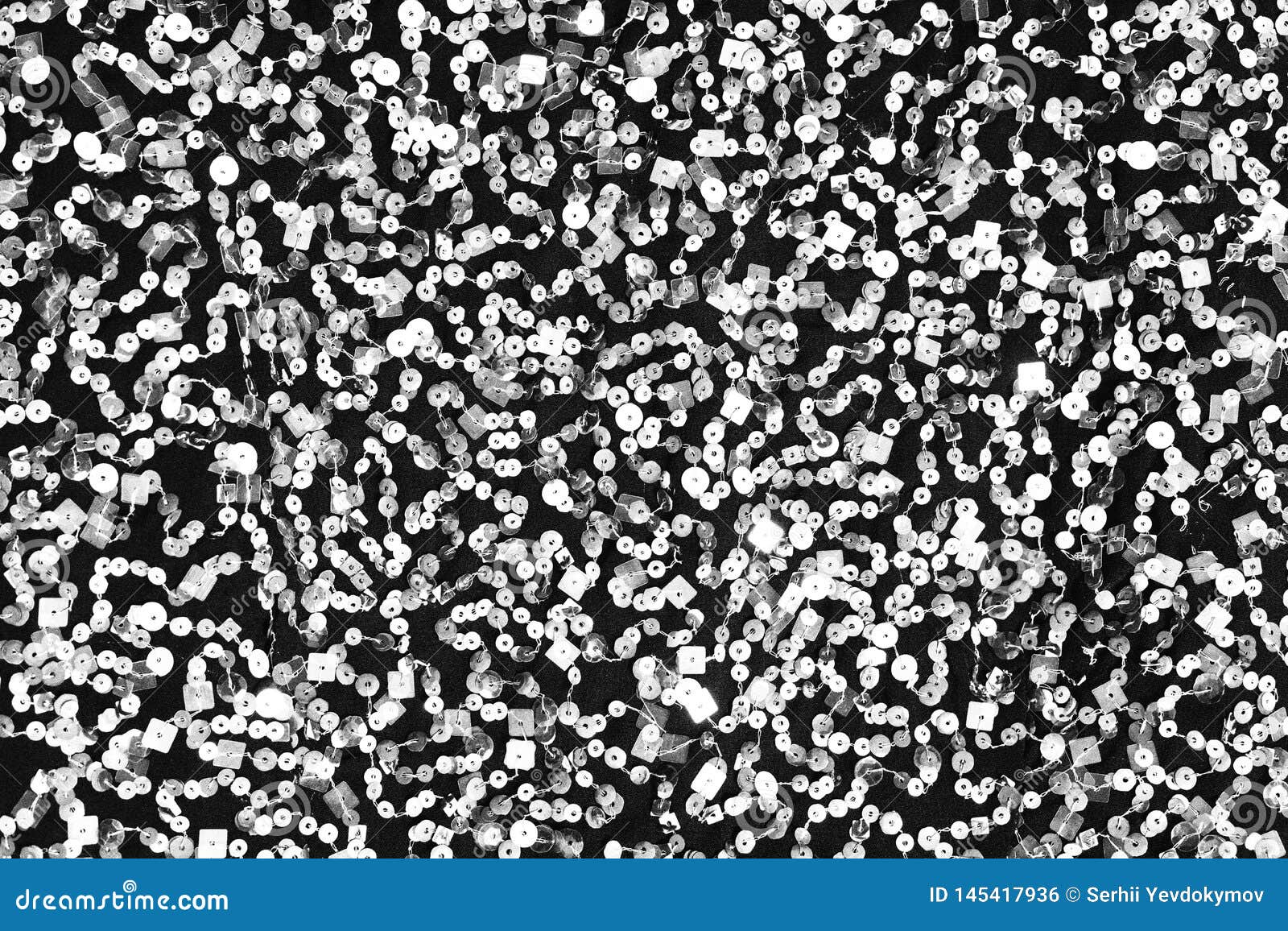 Fabric Texture with White Sequins. Close-up Stock Photo - Image of ...