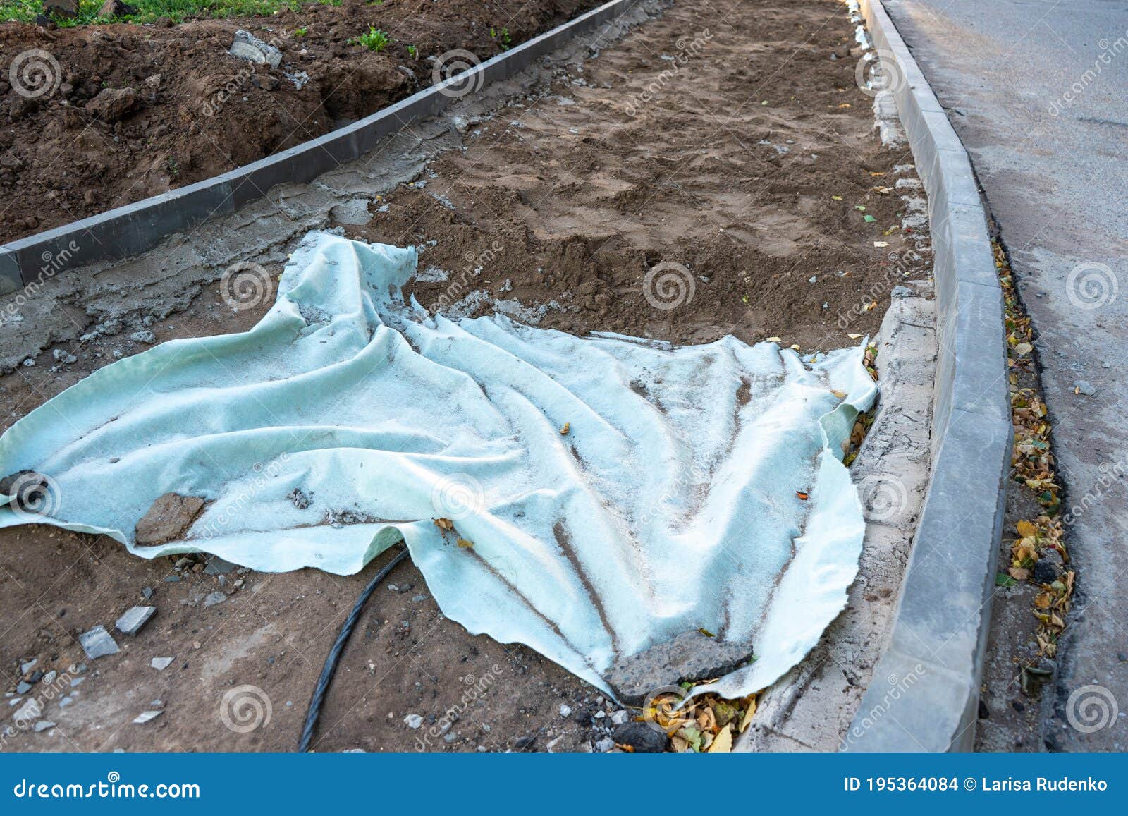 Fabric To Protect the Soil, Repair the Sidewalk, Preparation of the ...