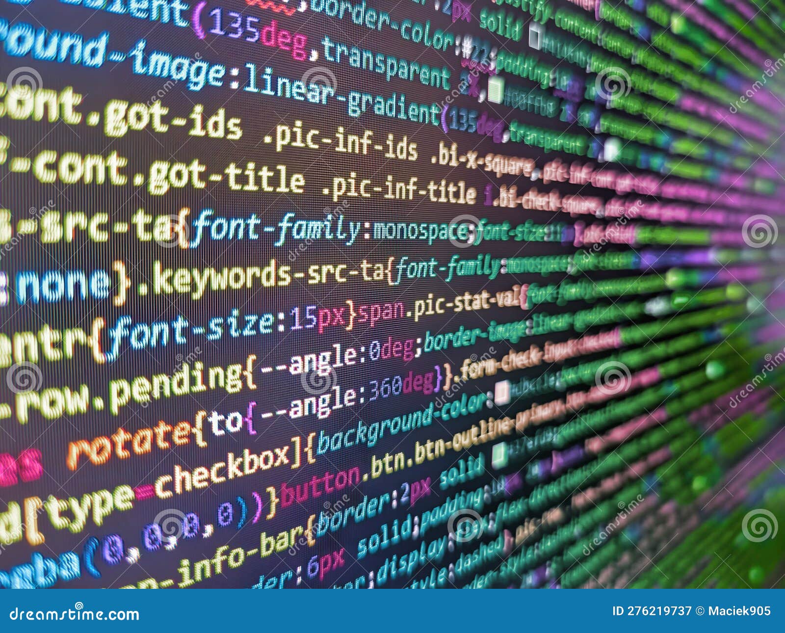 Fabric Tweed Texture Background Programming Code On Computer Screen Data In Binary Code Stock