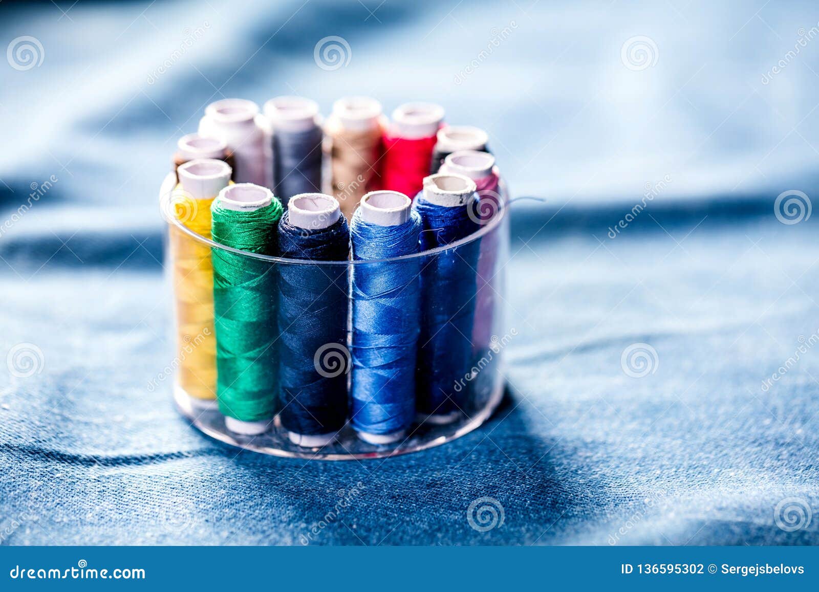Fabric of Various Types and Objects for Sewing. Multicolored Fabric ...