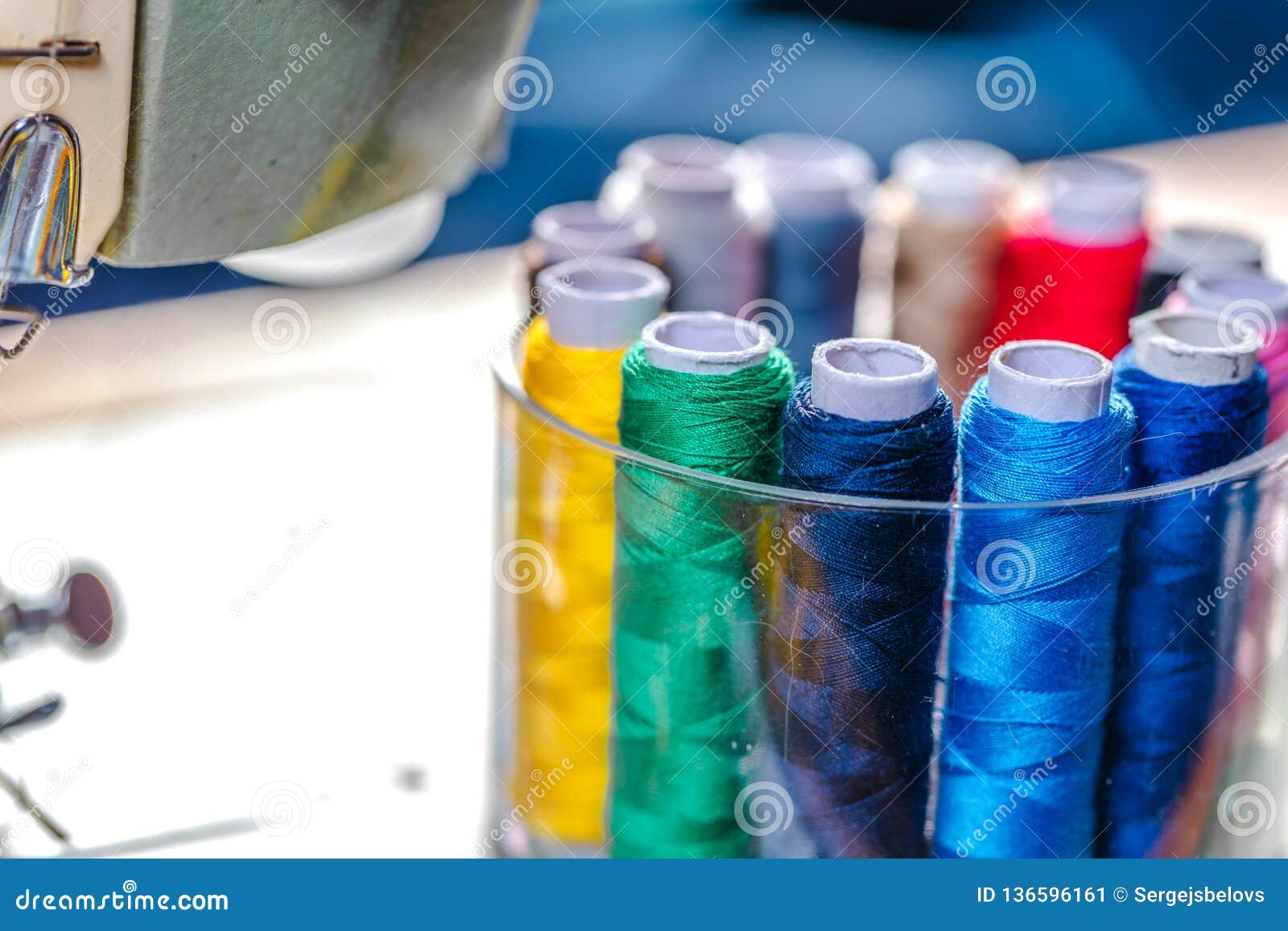 Fabric of Various Types and Objects for Sewing. Multicolored Fabric ...