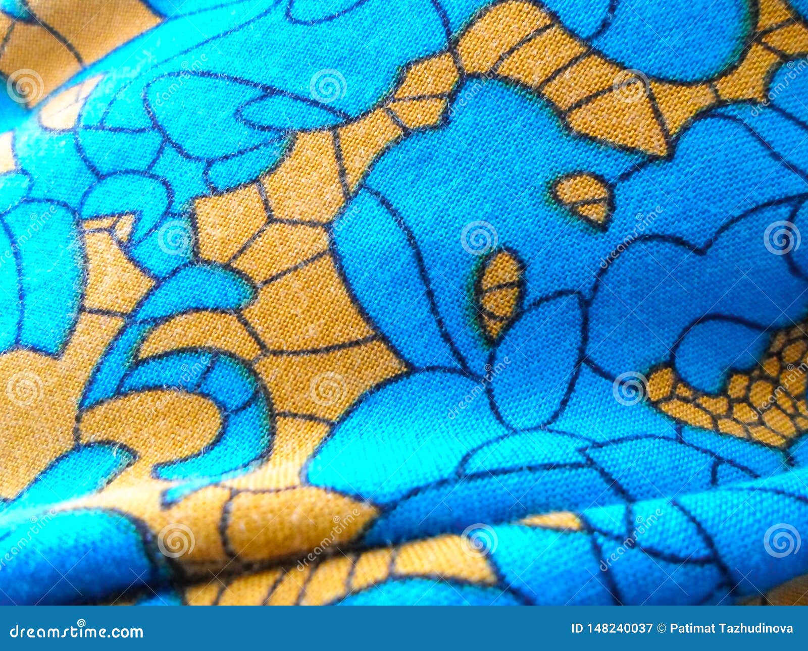 Fabric with Yellow and Blue Pattern Stock Image - Image of consumer ...