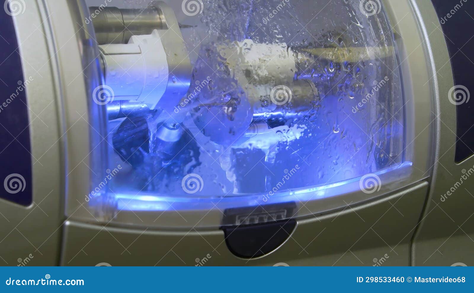 The Milling Machine Cuts the Ceramic Dental Crown from the Workpiece ...