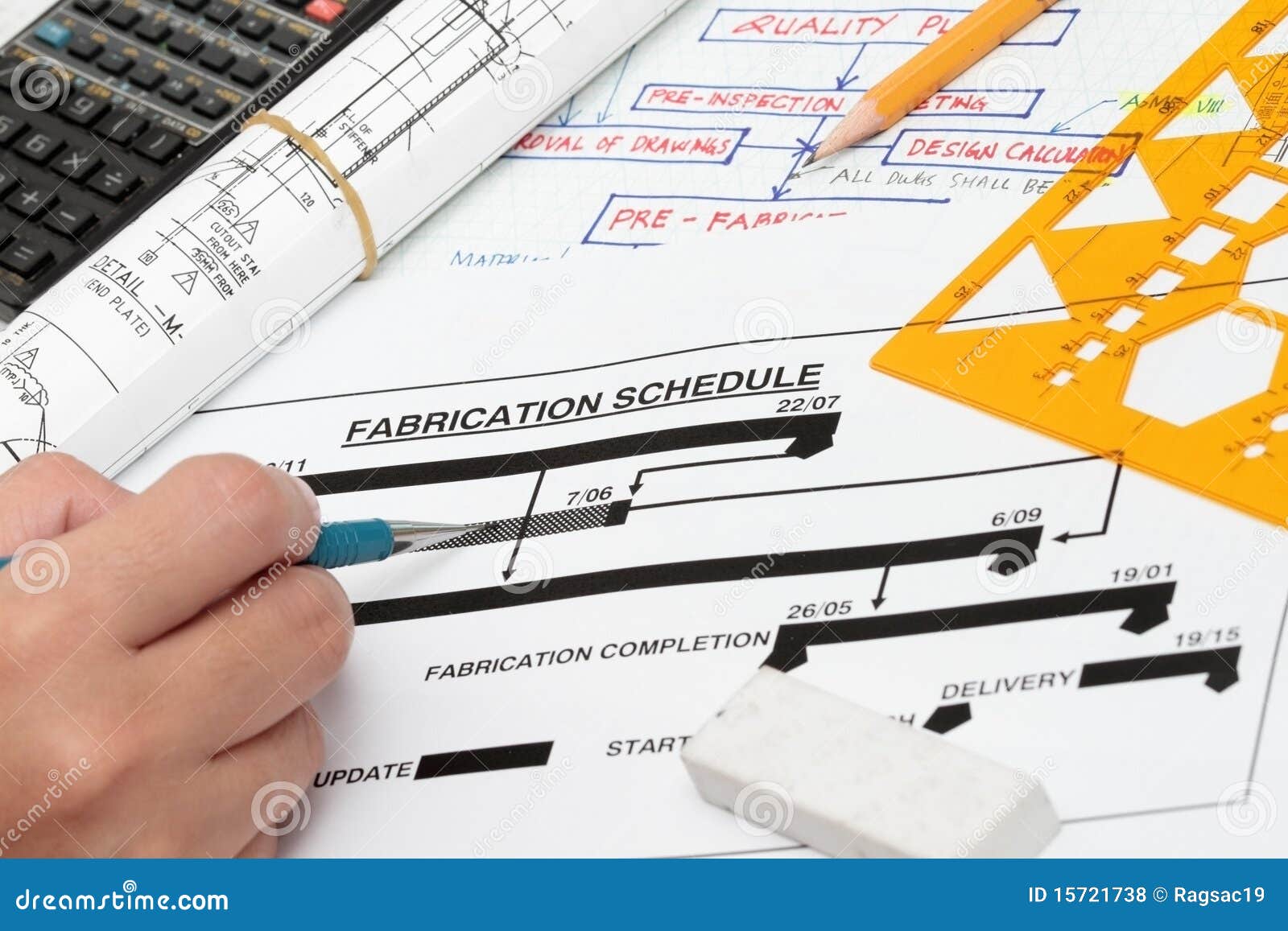 Fabrication schedule stock photo. Image of paper, calculator - 15721738