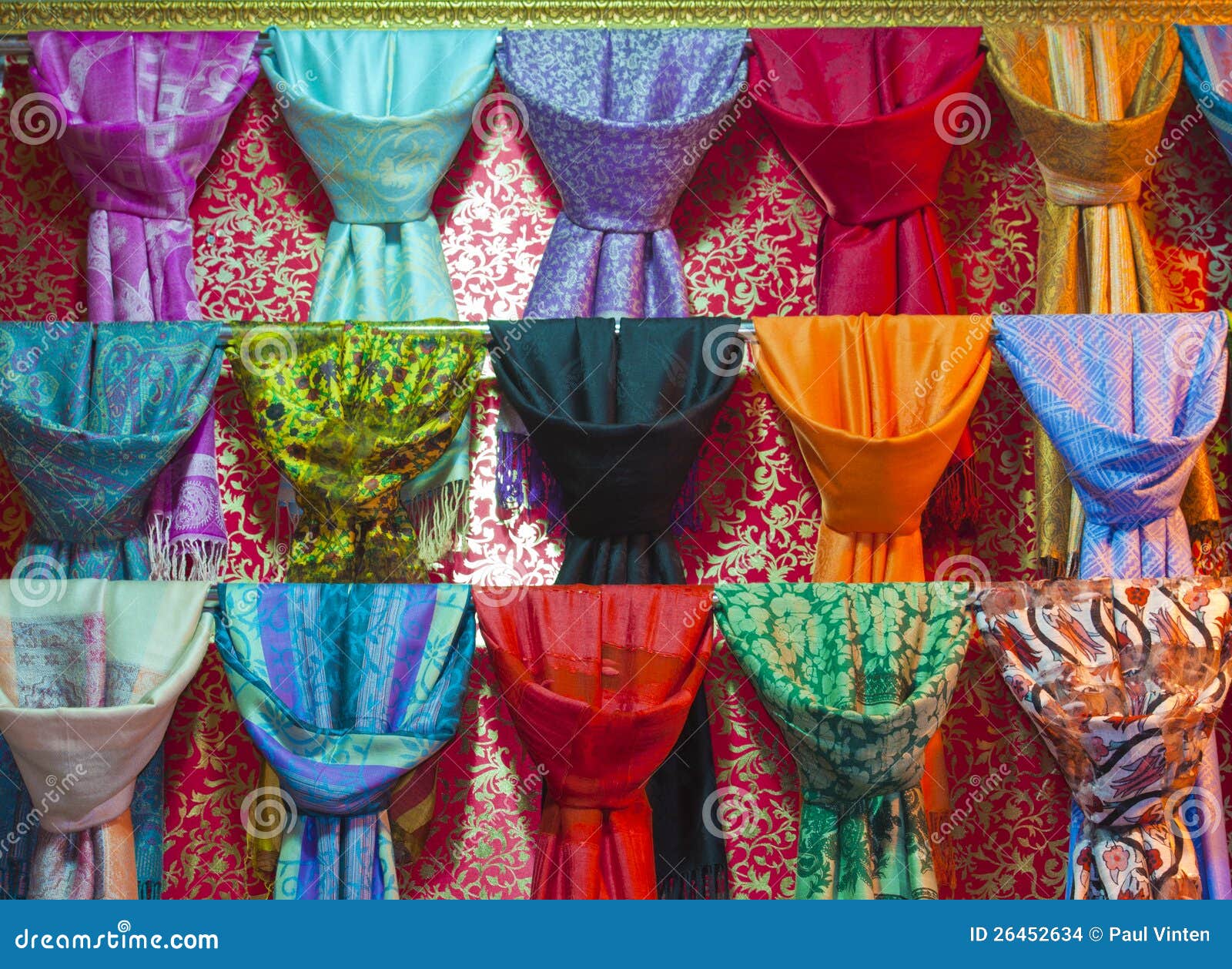 Fabrics at a market stall stock photo. Image of stack - 26452634