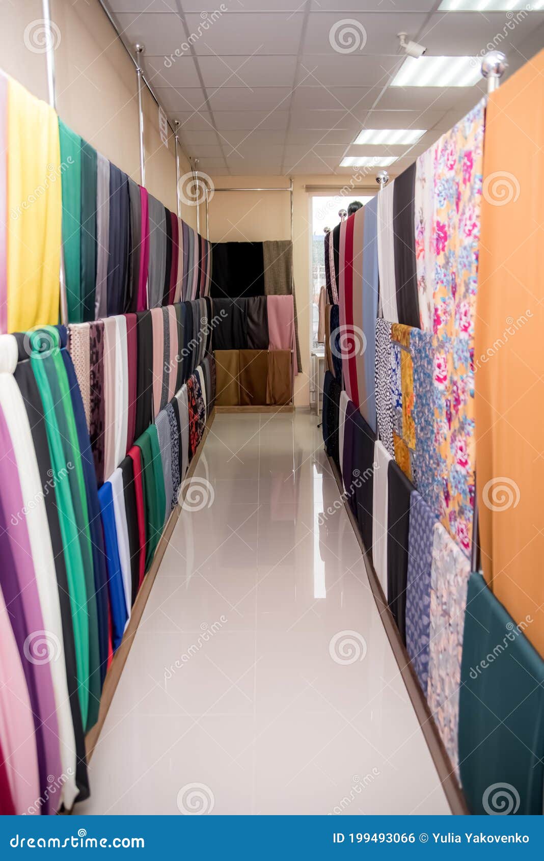 Fabrics on the Shelves of the Store. Stock Photo - Image of fabric ...