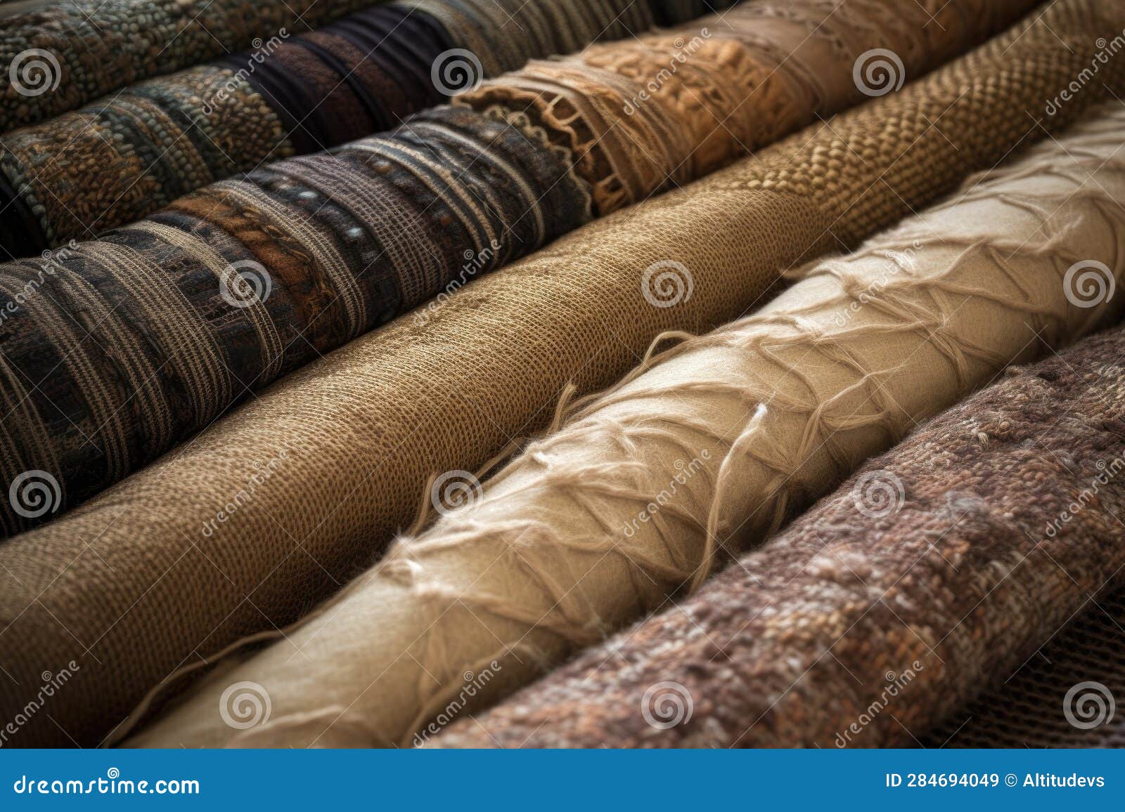Fabrics of Various Textures and Weaves, Brought Close-up for Detailed ...