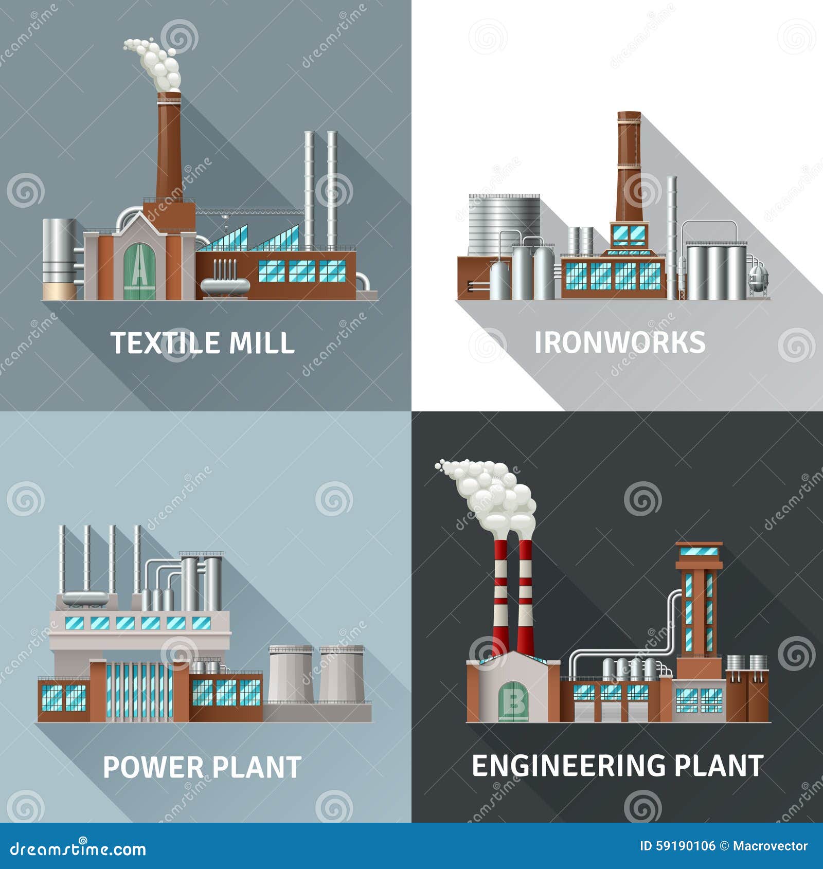 Fabrik-Design-Ikonen Eingestellt Vektor Abbildung - Illustration von ...