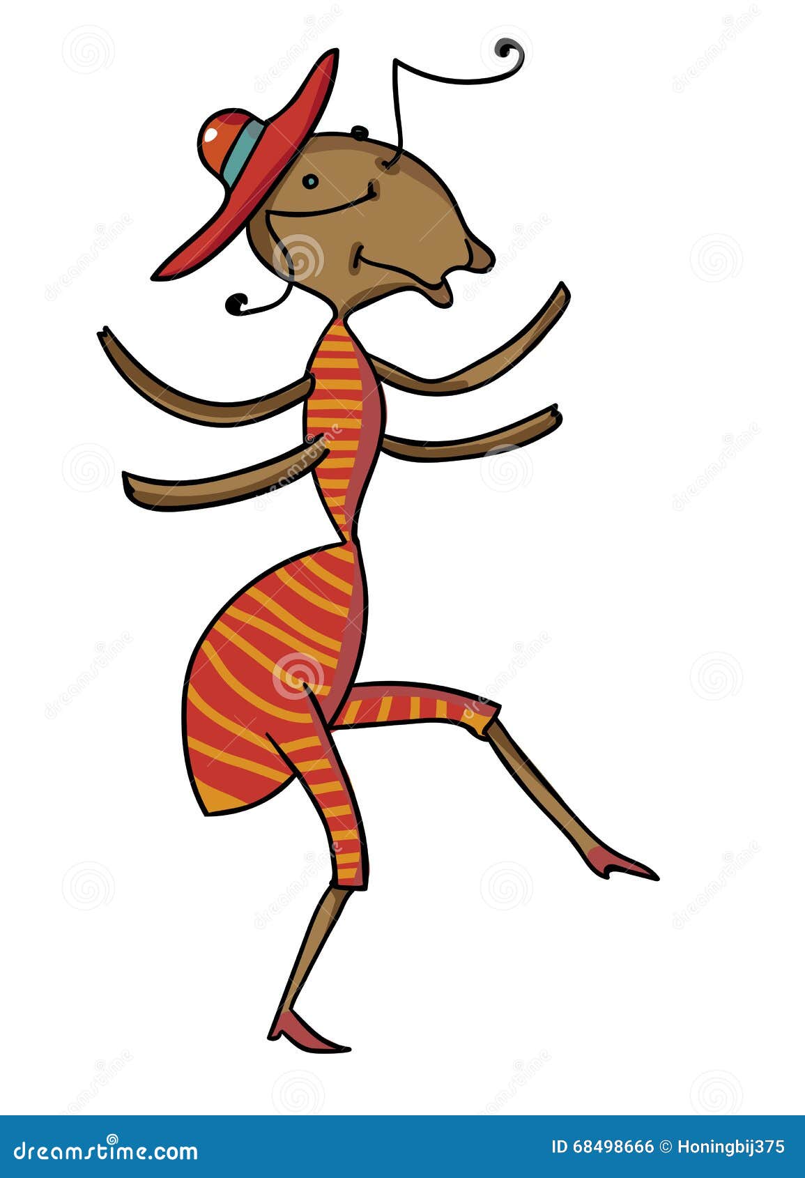 Fabulous ant is dancing stock vector. Illustration of humor - 68498666