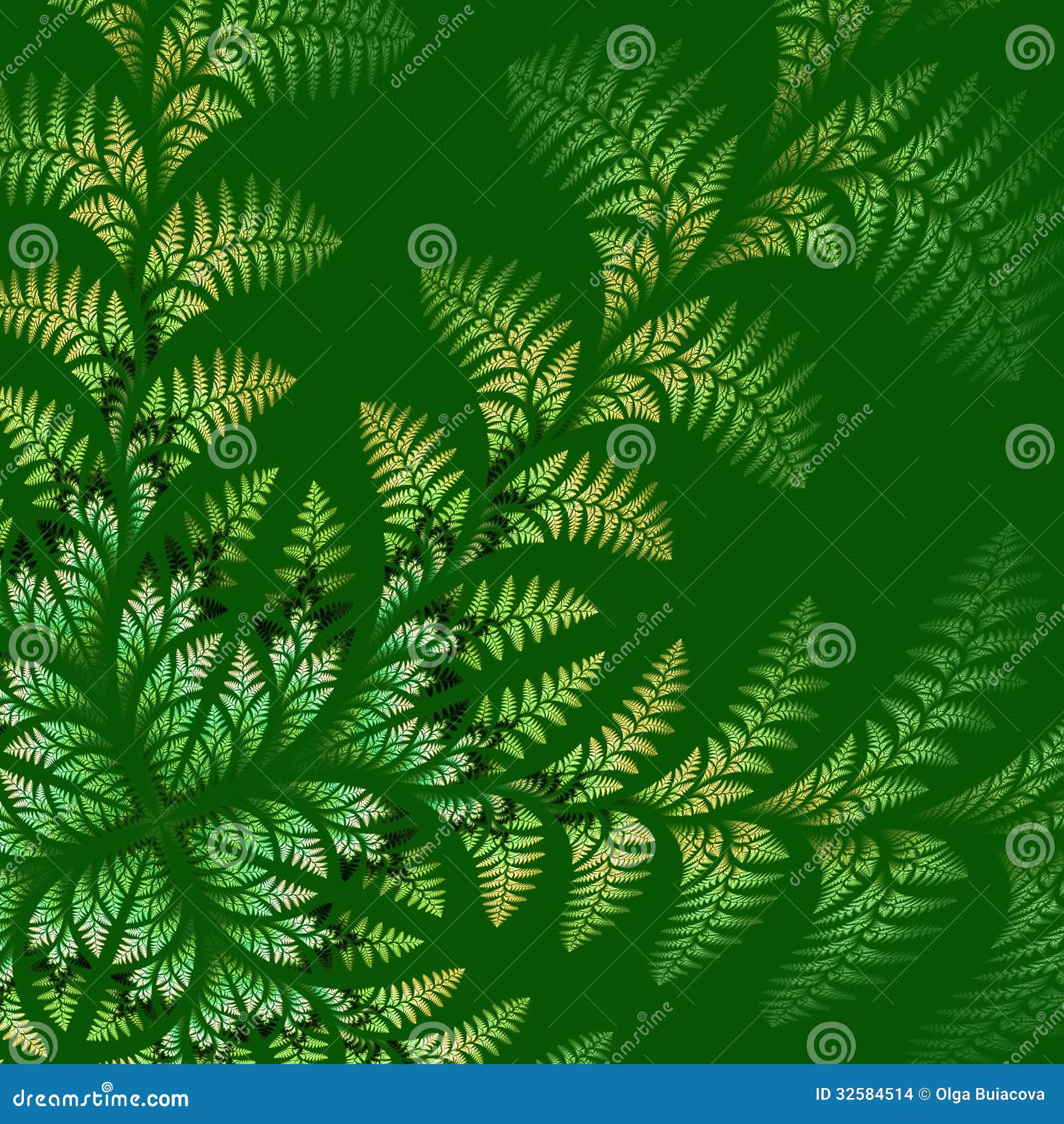 Fabulous Asymmetrical Pattern of the Leaves on Green Background. Stock ...