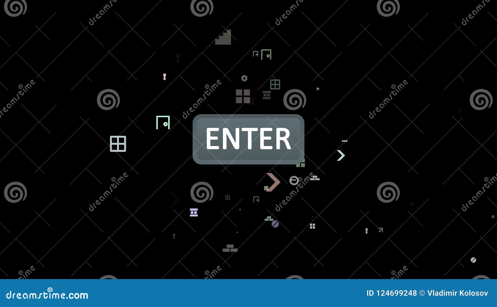 Grey Enter Icon with Computer Signs Around Stock Illustration ...