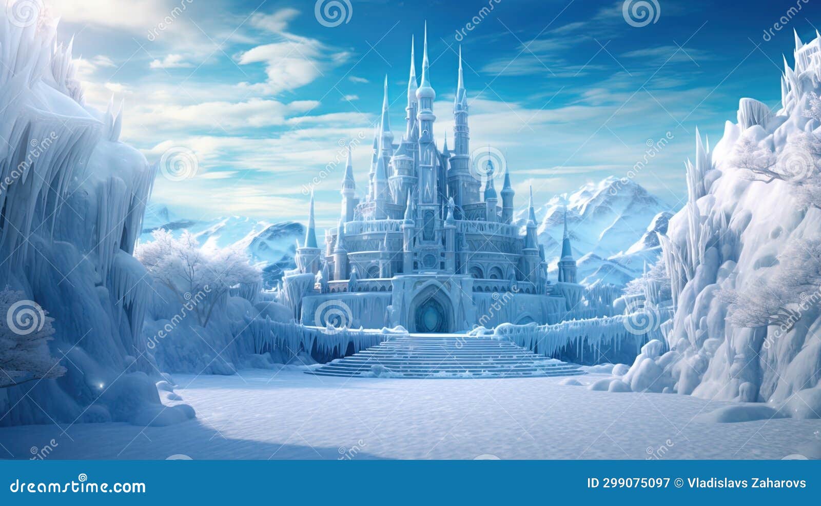 Fabulous Ice Castle Ice Castle with a Bright Highlight Stock ...