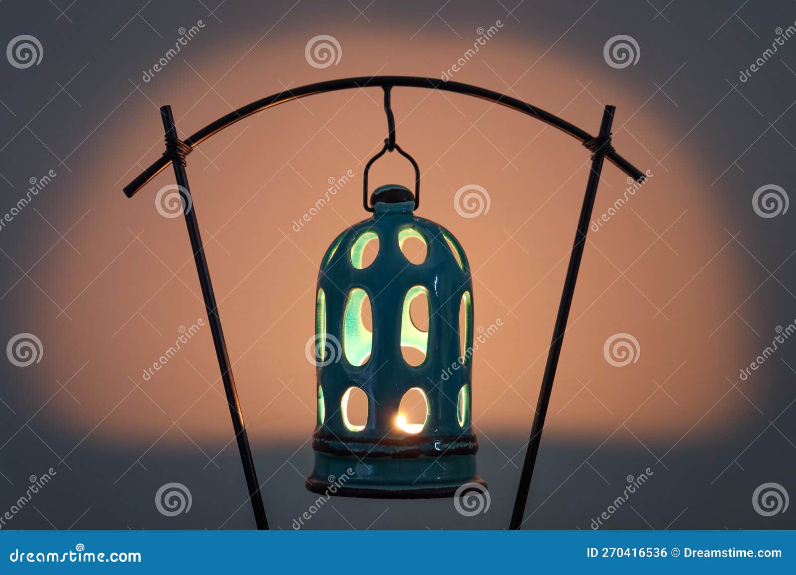 Fabulous-looking Ceramic Lamp with a Burning Candle Inside! Stock Photo ...