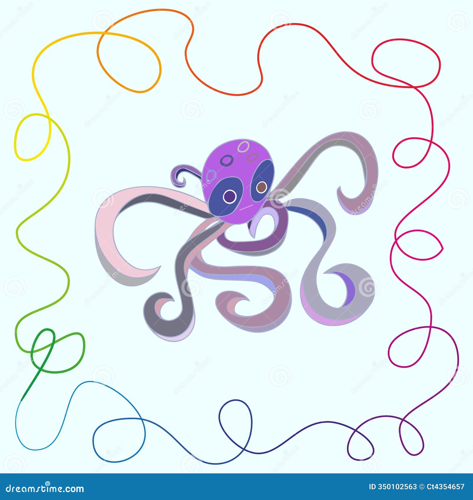 Fabulous Octopus in a Multi-colored Frame Stock Illustration ...