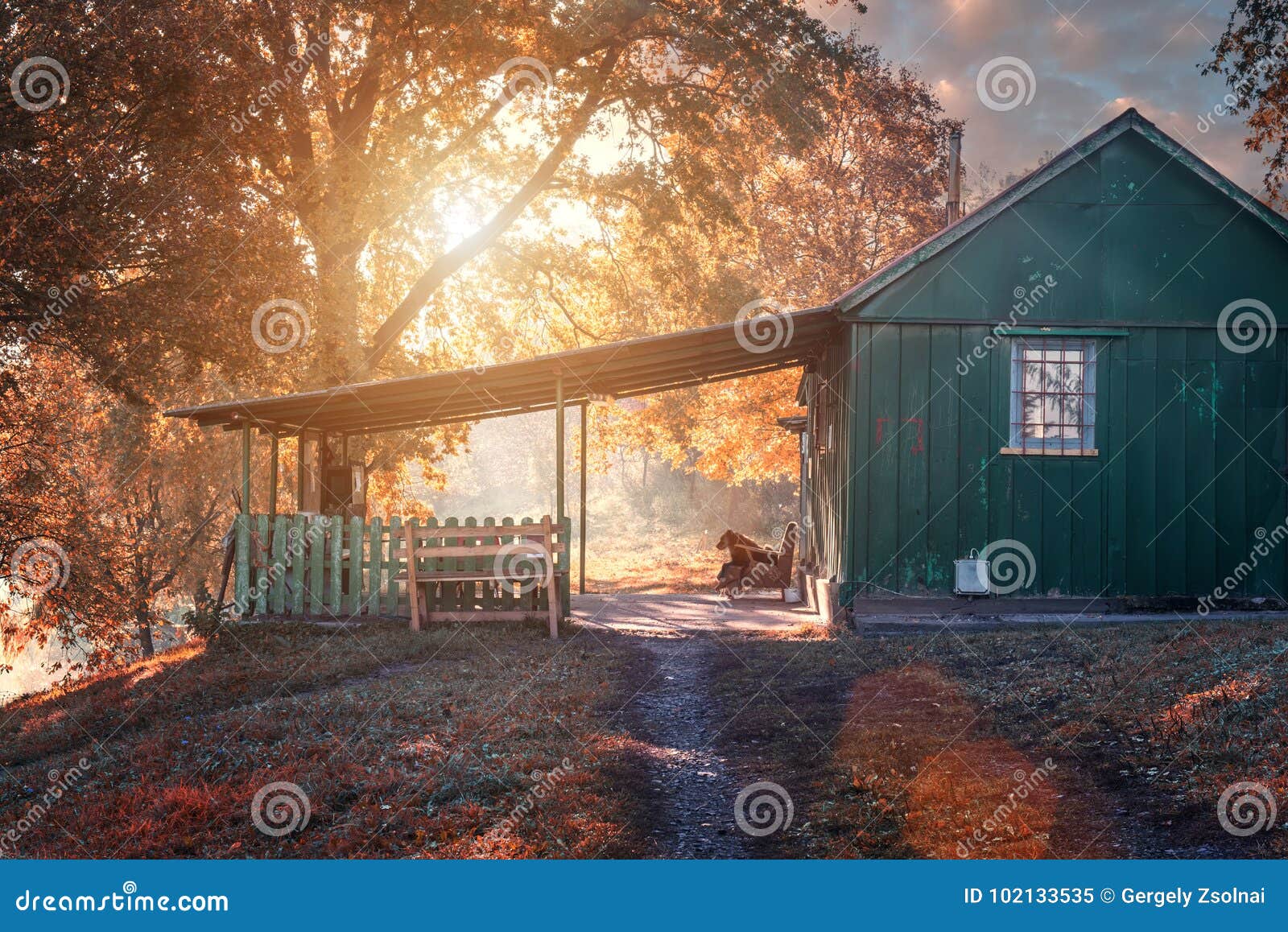 Fabulous Small House in the Autumn Landscape Stock Image - Image of ...