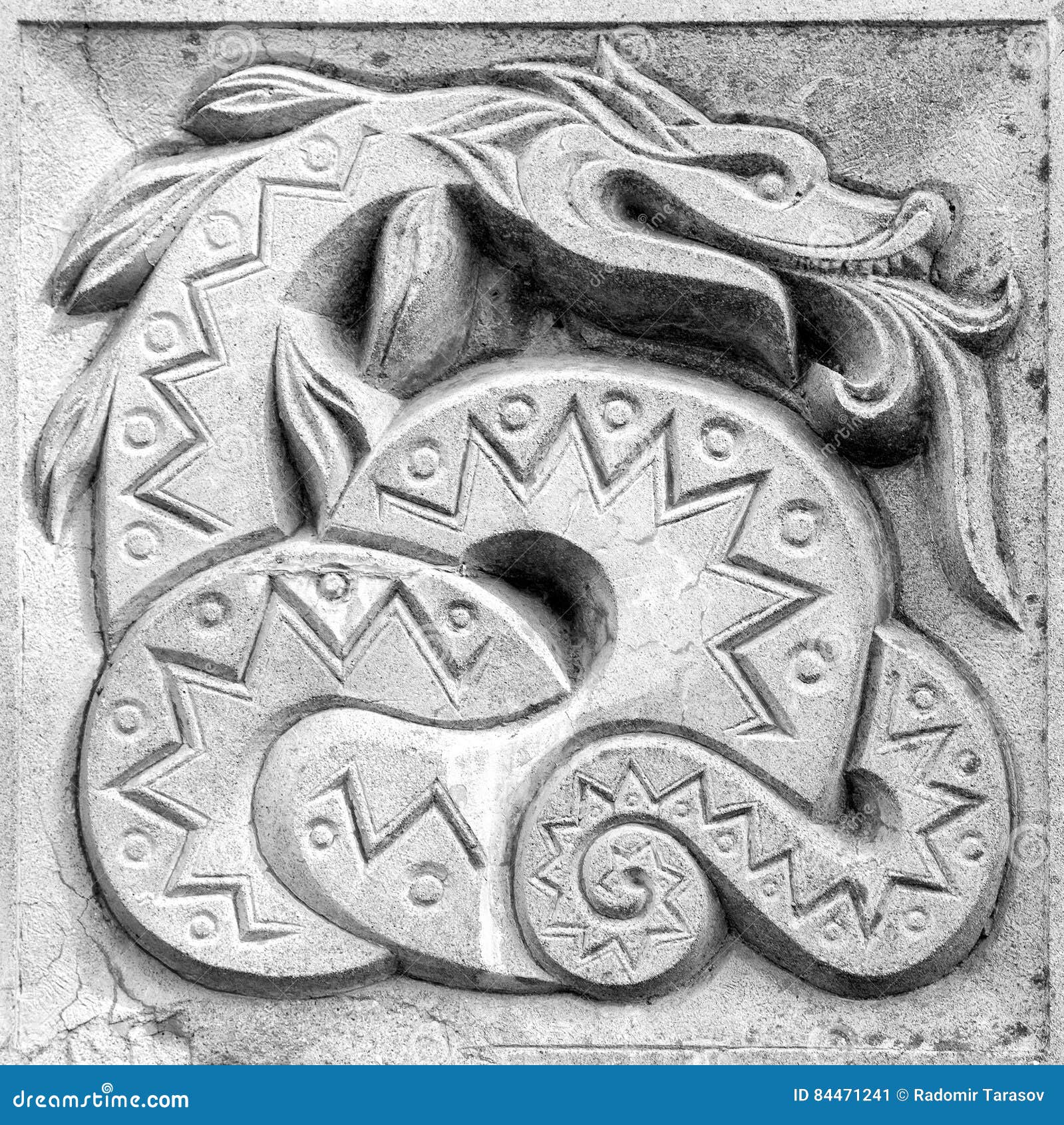 Fabulous snake, bas-relief stock image. Image of beautiful - 84471241
