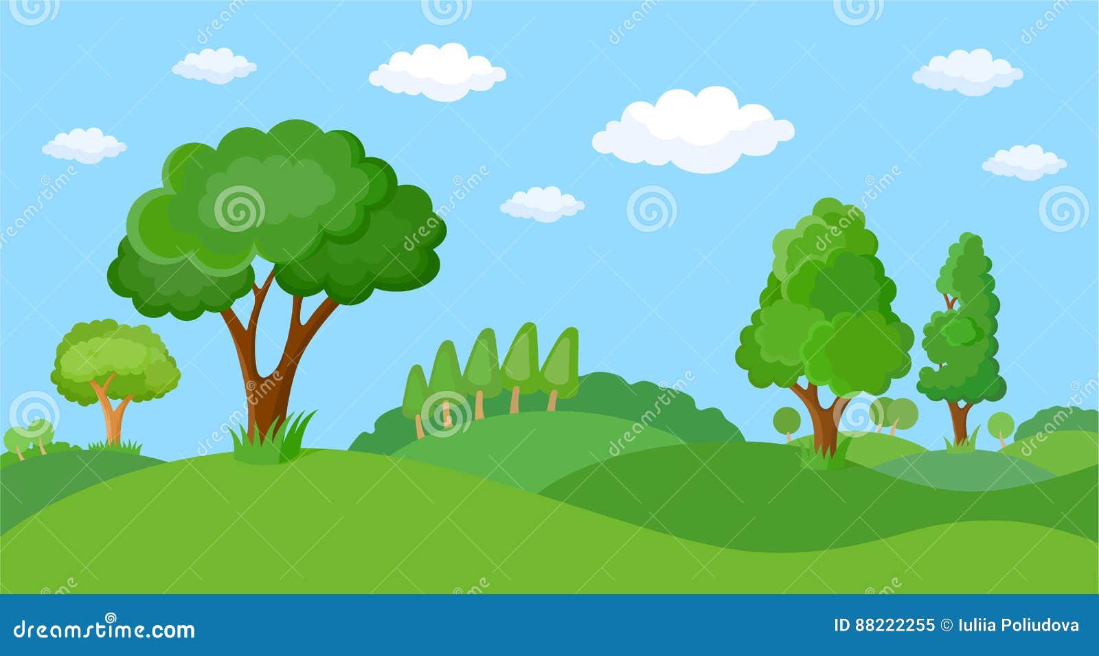 Fabulous spring landscape stock illustration. Illustration of cartoon ...