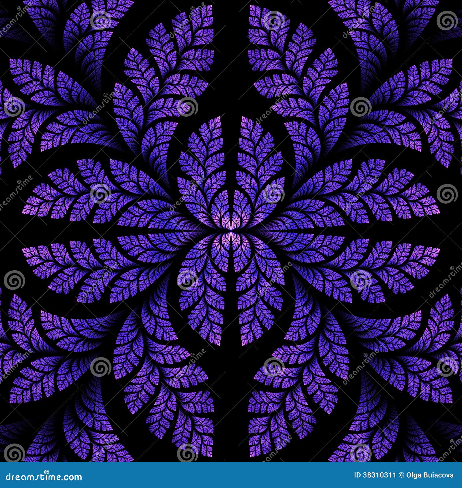 Fabulous Symmetric Pattern of the Leaves in Purple. Computer Gen Stock ...