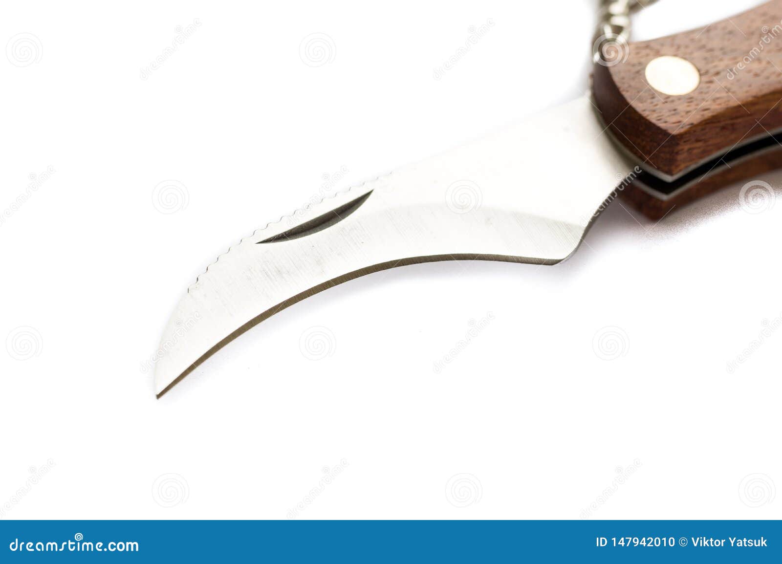 Faca Na Forma De Uma Foice Uma Faca Afiada Com Uma Serra Foto de Stock ...