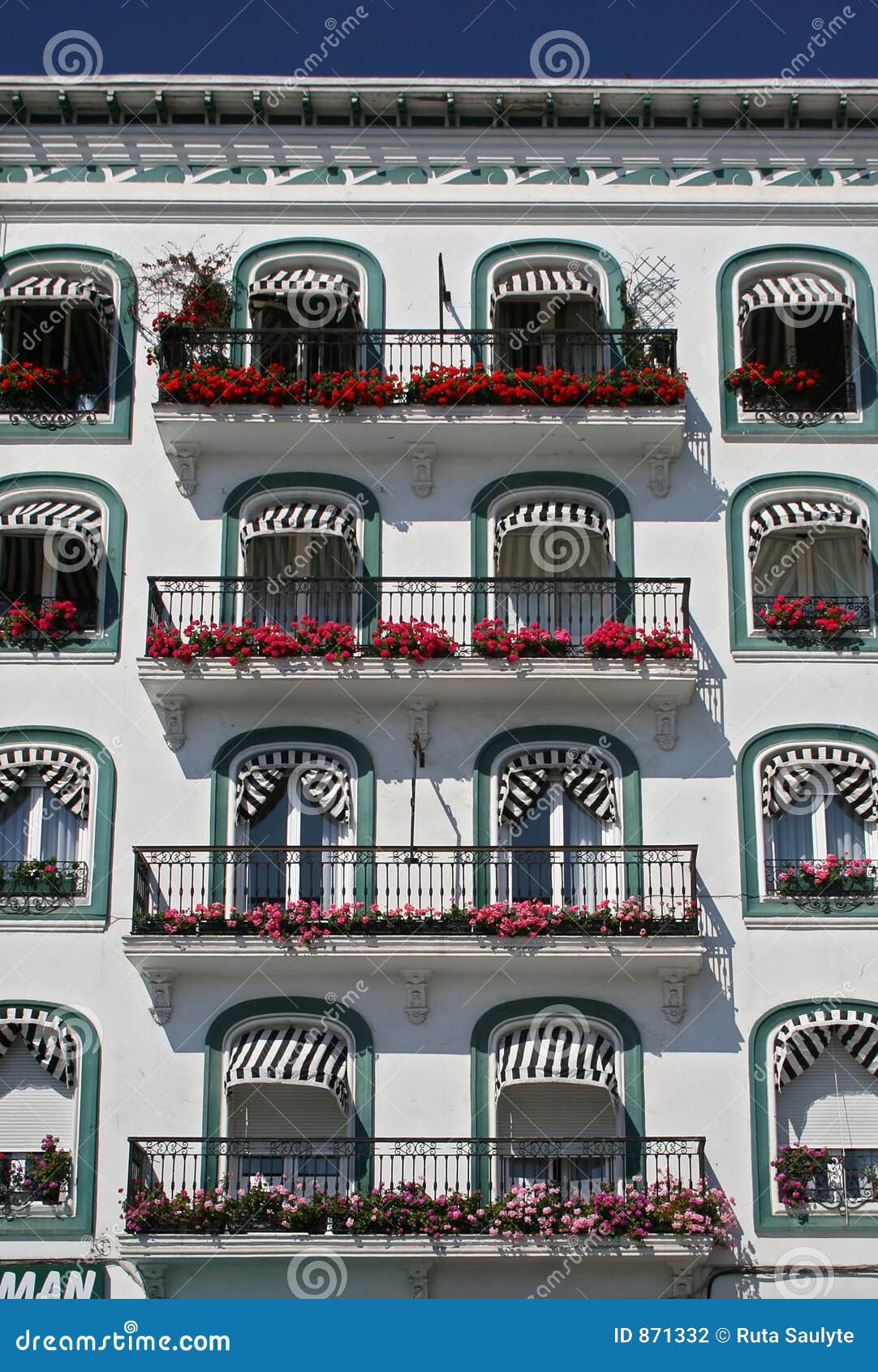 Facade stock photo. Image of flowers, balconies, building - 871332