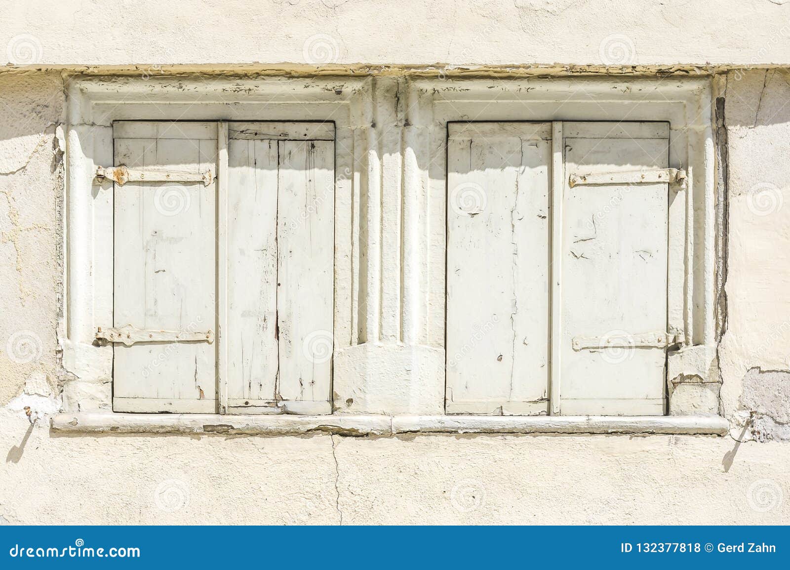 Facade of Abandoned, Dilapidated House with 2 Windows with Shutters ...