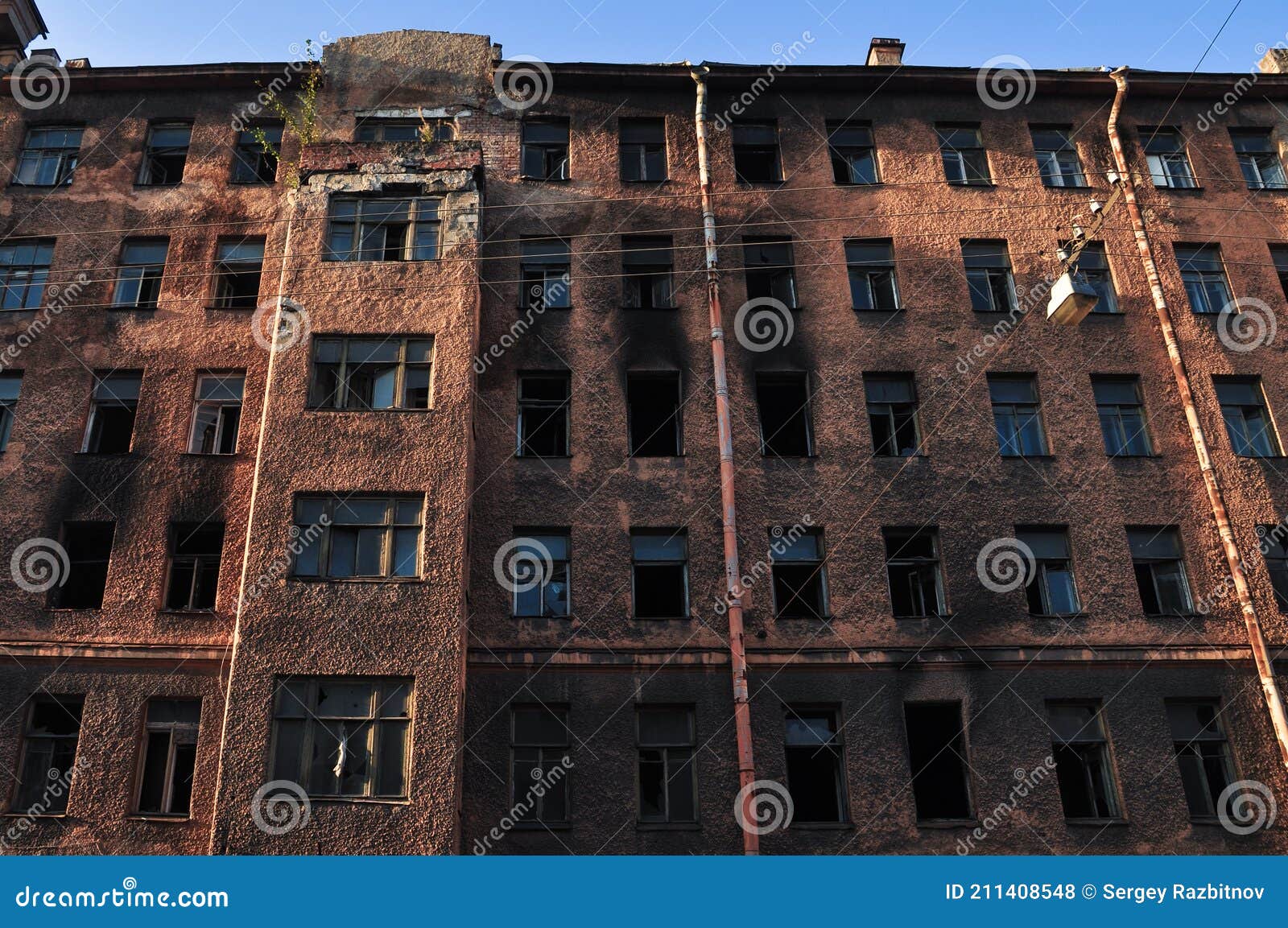 Facade of Abandoned Rmulti-storey Building after Fire Stock Photo ...