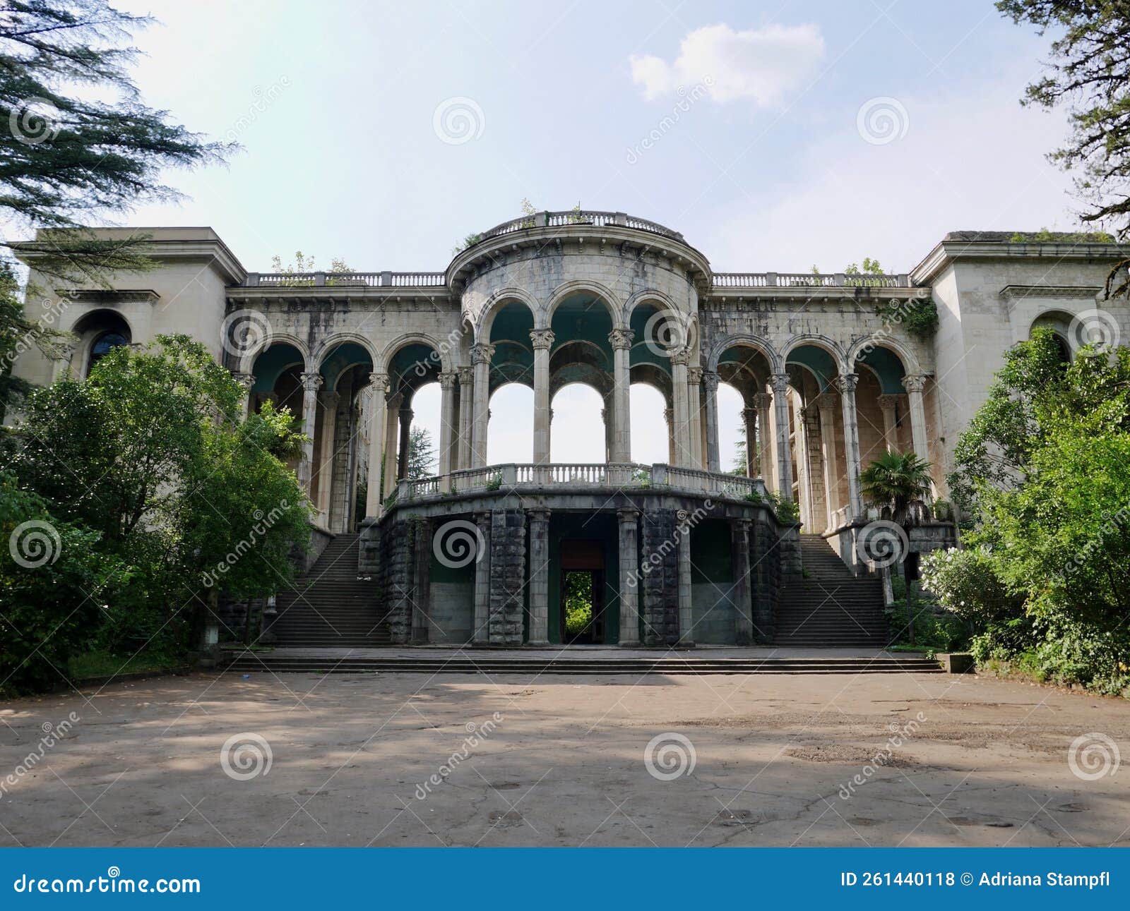 Facade of Abandoned Soviet Sanatorium Medea in Tskaltubo, Georgia ...
