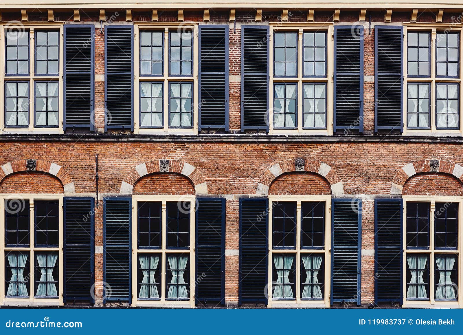 Facade of the Ancient Building Made of Red Brick Stock Image - Image of ...