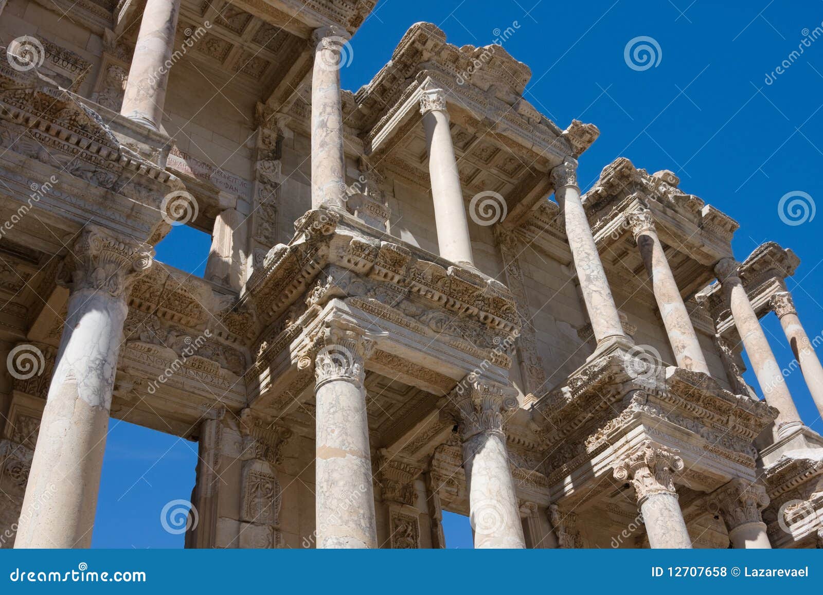 Facade of Ancient Celsus Library in Turkey Stock Photo - Image of ...