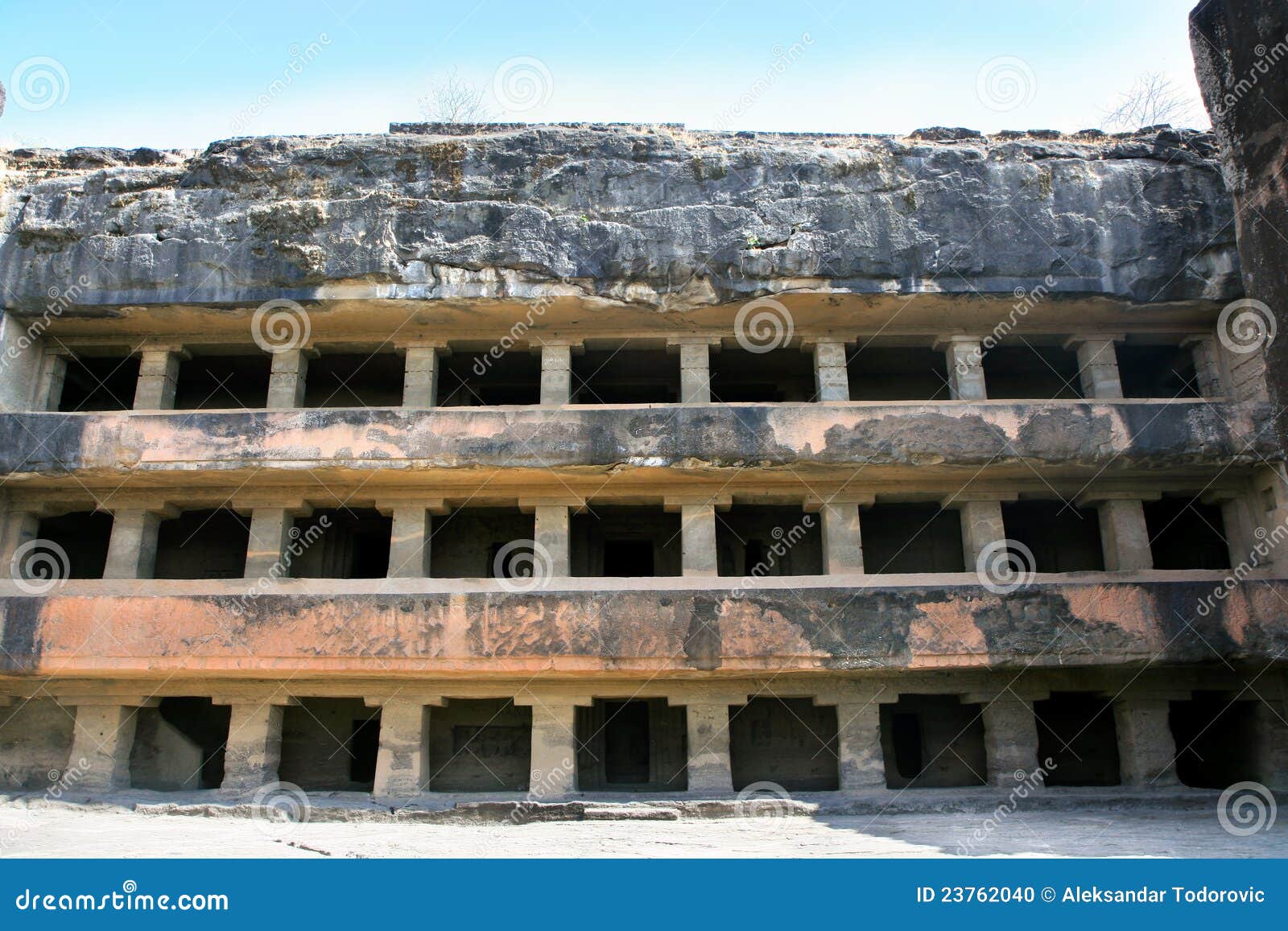 Facade of Ancient Ellora Buddhist Temple Stock Photo - Image of ...