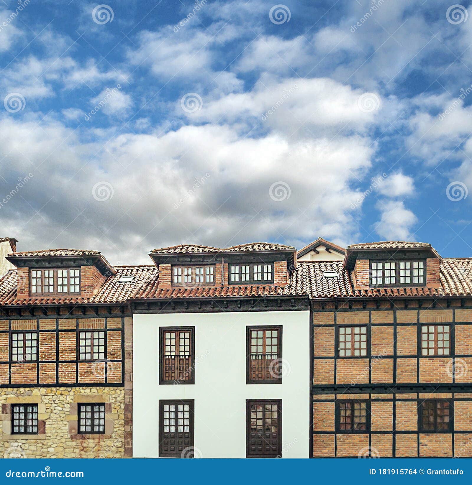 Facade of ancient house stock photo. Image of window - 181915764