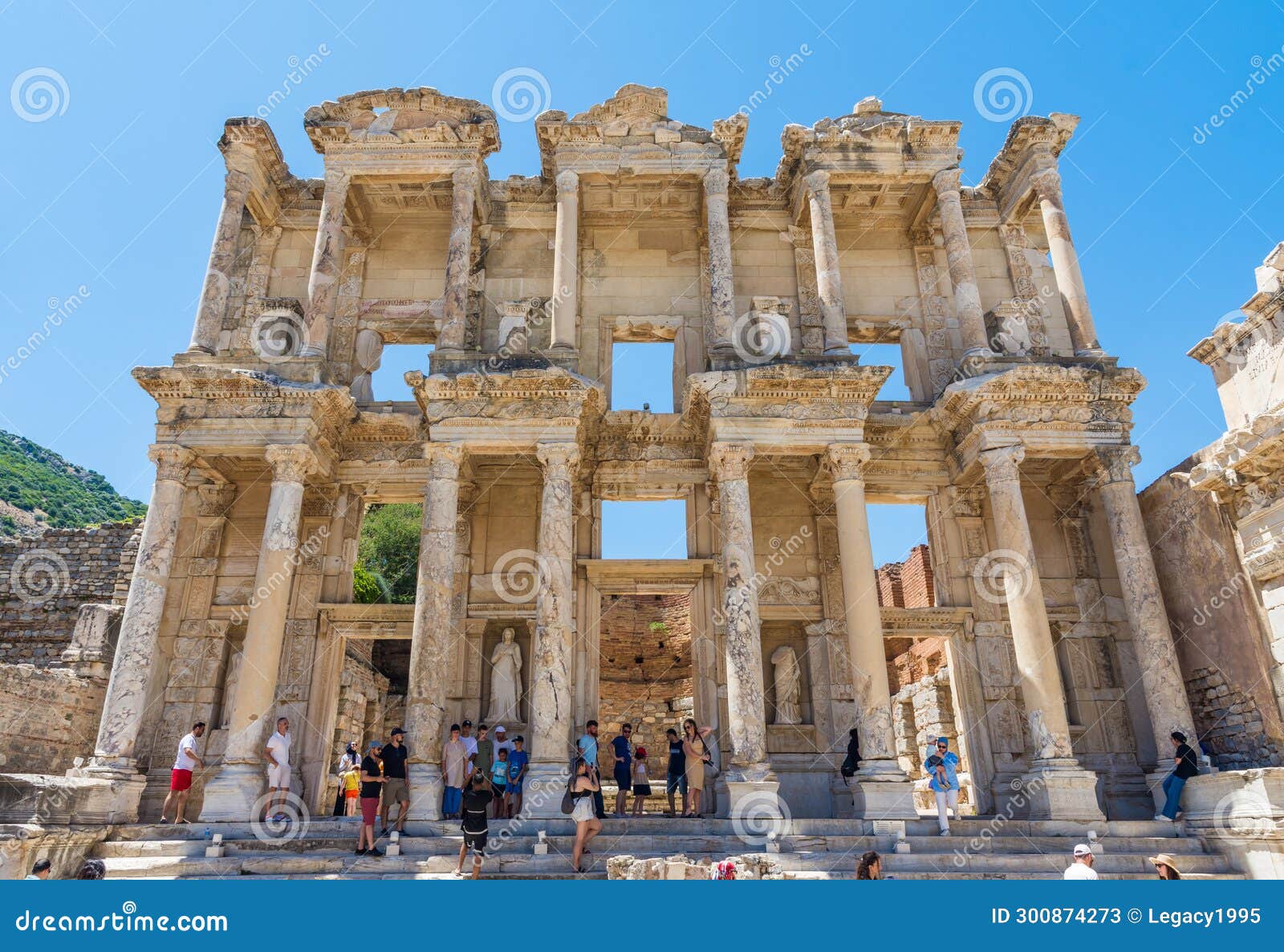 Facade of the Ancient Library of Celsus in the Ancient Greek City of ...