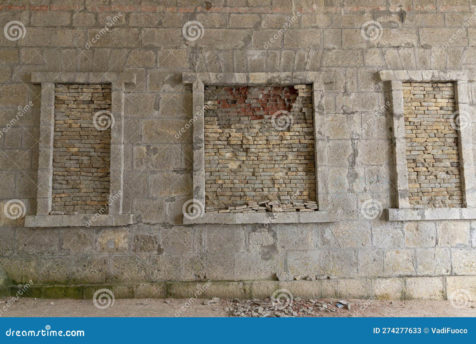 Facade, Ancient Wall of the House Made of Stone with Windows ...