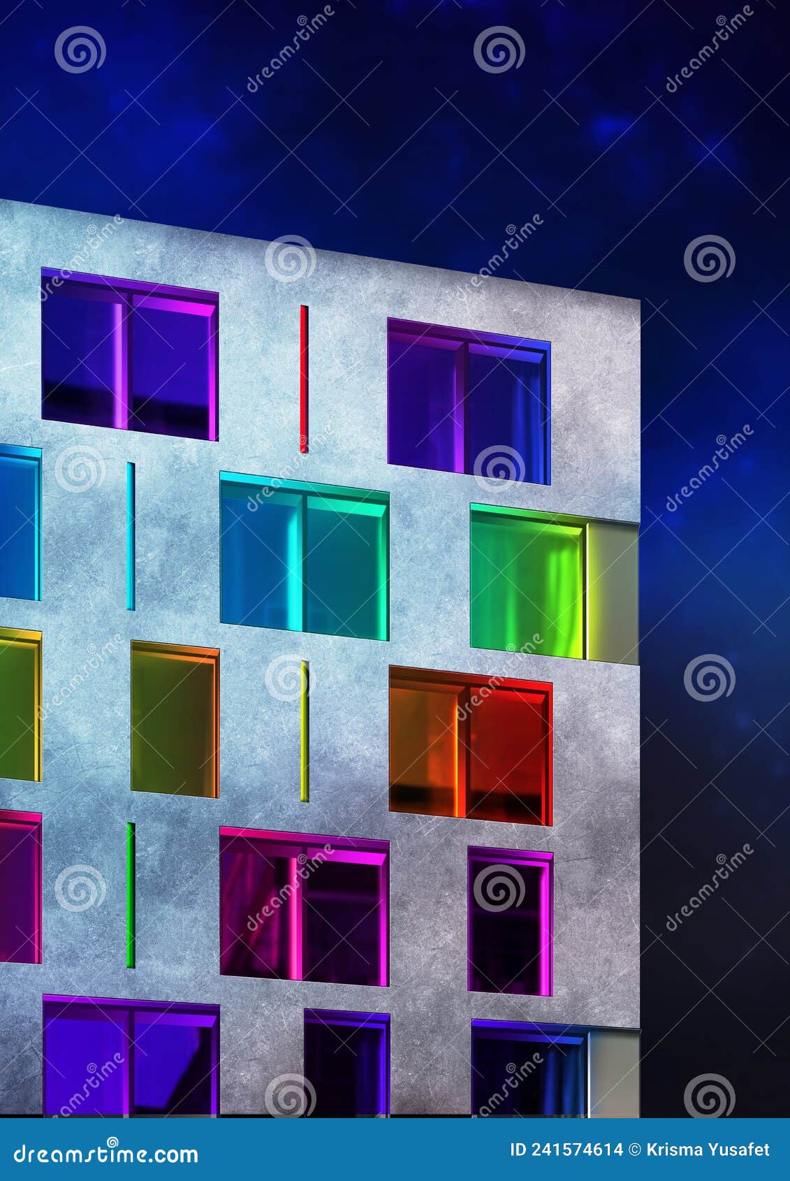 Facade Architectural Building Night Scene Using Colorful LED Lights ...