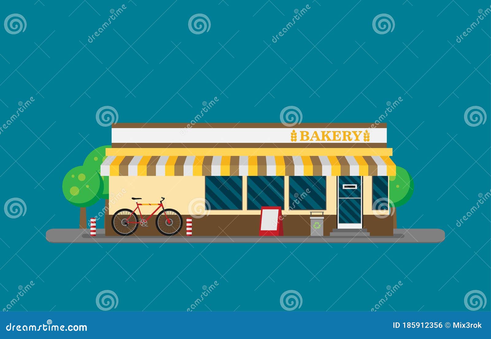 Facade of Bakery Flat Vector Stock Vector - Illustration of isolated ...