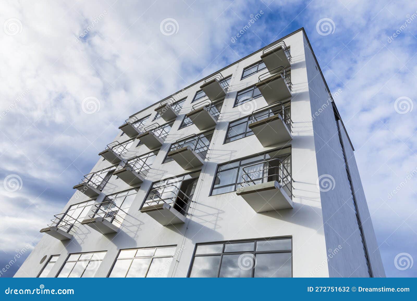 Facade with Balconies of Bauhaus Building Stock Photo - Image of site ...