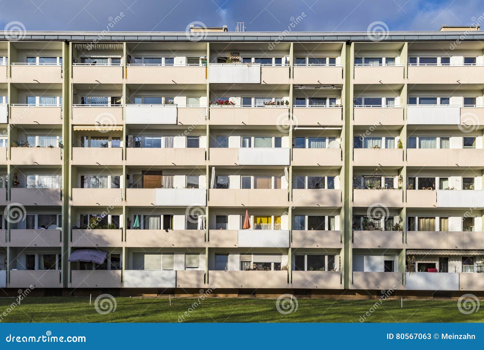 Facade with Balconys of a Social Housing Complex in Munich Stock Image ...