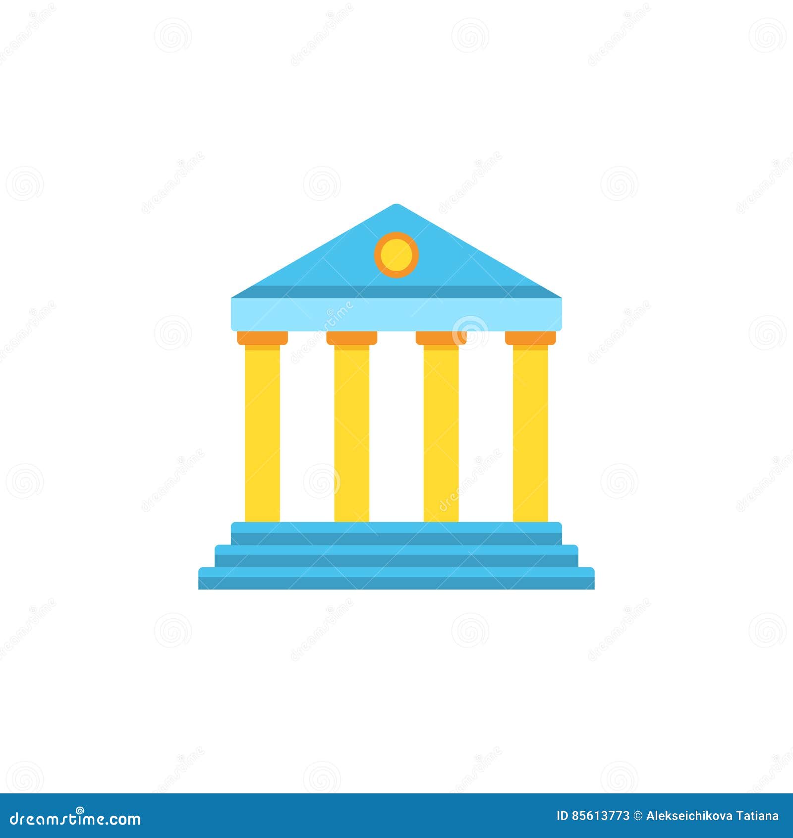 Facade of a Bank Building with Columns. Flat Style Vector. Stock Vector ...