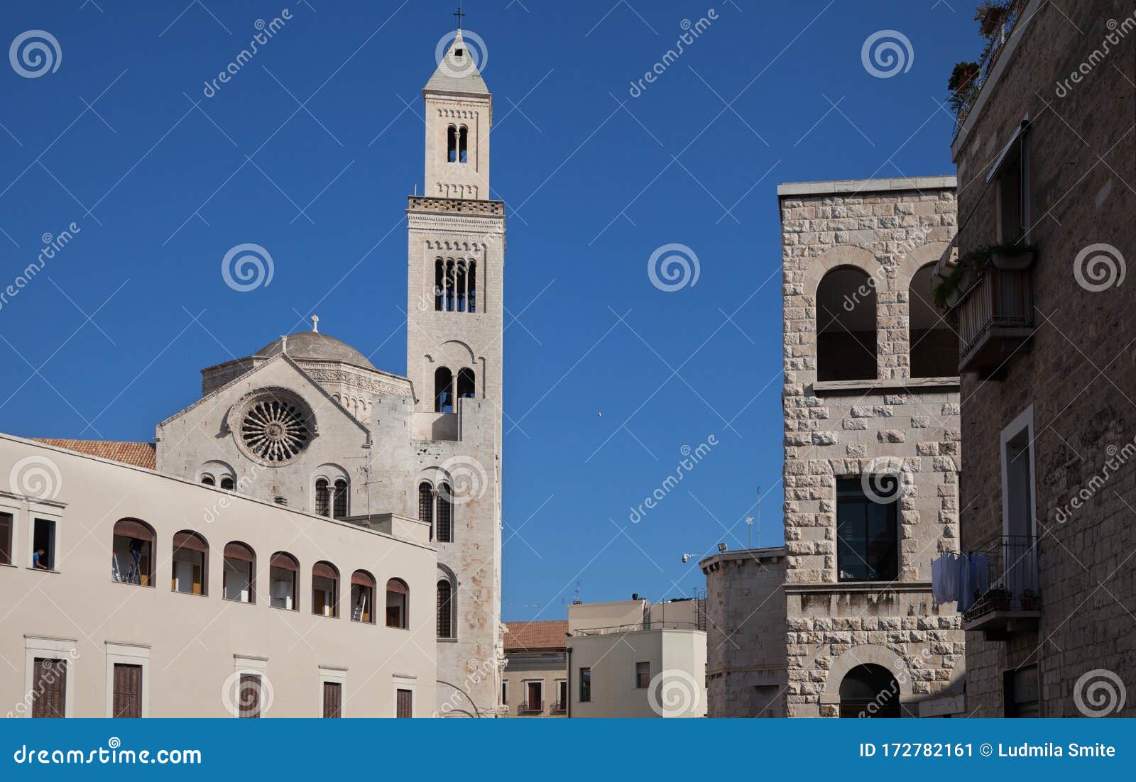 Facade of Bari Cathedral stock image. Image of building - 172782161