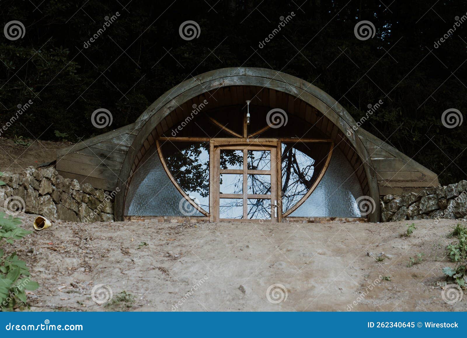 Facade of the Beautiful Hobbit House Stock Image - Image of exterior ...