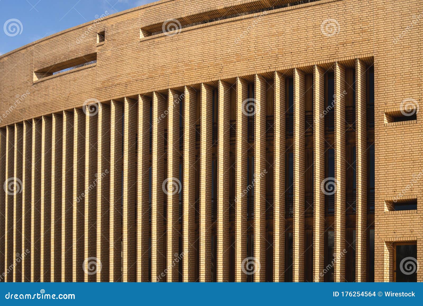 Facade of a Big Historic Building Made of Bricks Stock Photo - Image of ...