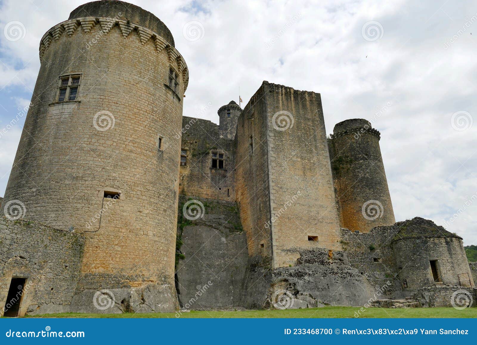 Facade of Bonaguil castle stock photo. Image of nouvelle - 233468700