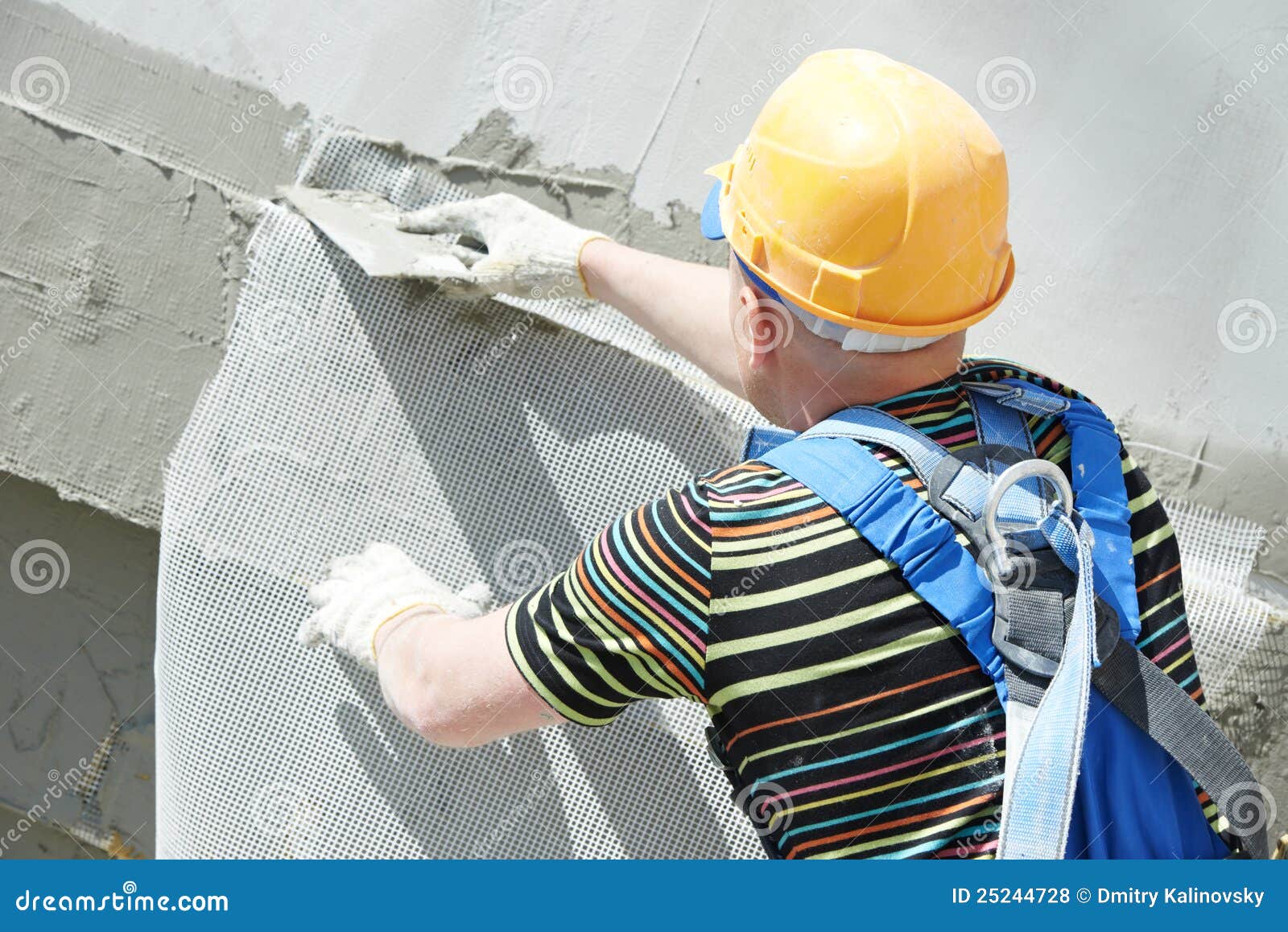 Facade Builder Plasterer at Work Stock Photo - Image of equipment ...