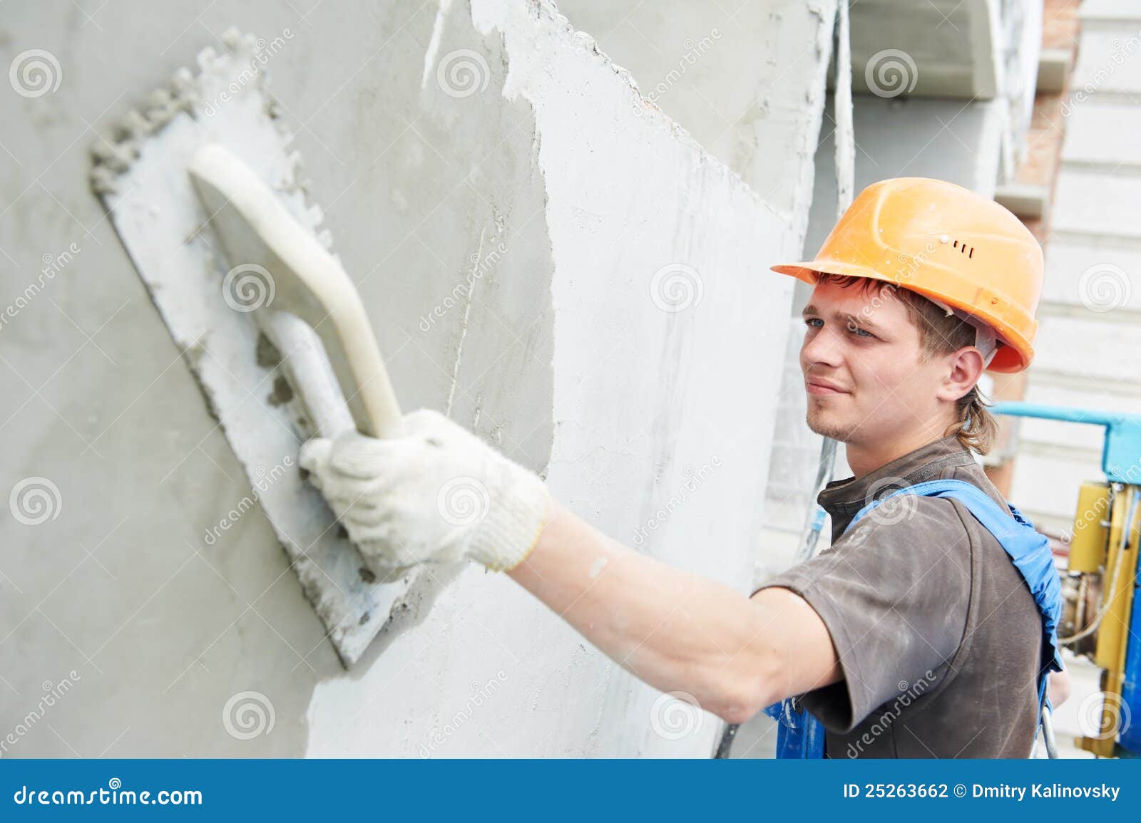 Facade Builder Plasterer at Work Stock Photo - Image of plastering ...