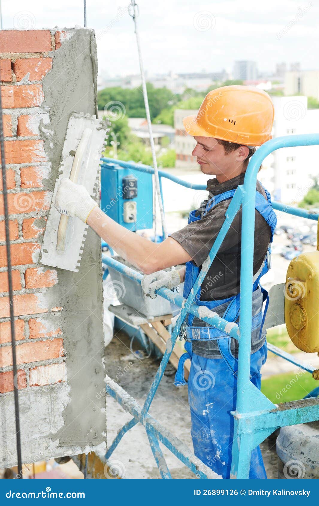 Facade Builder Plasterer at Work Stock Photo - Image of master, builder ...